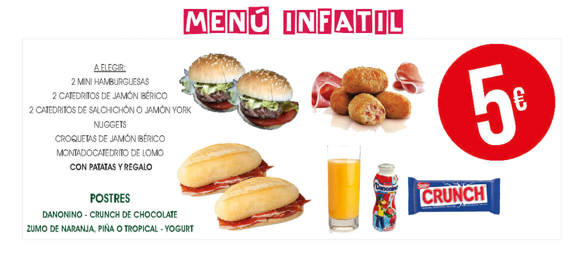 Menú Infantil | Catedritos Ibéricos - Bocadillos de jamón ibérico a ...
